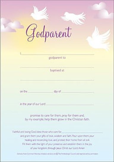 Godparent Certificate (Pack of 10) | Free Delivery when you spend £10 ...