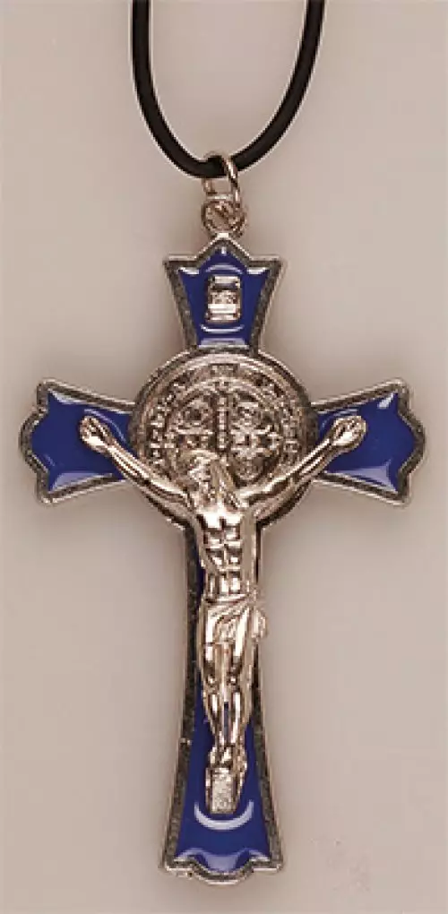 3 Inch Blue Enamel Metal Benedict Crucifix | Free Delivery when you ...