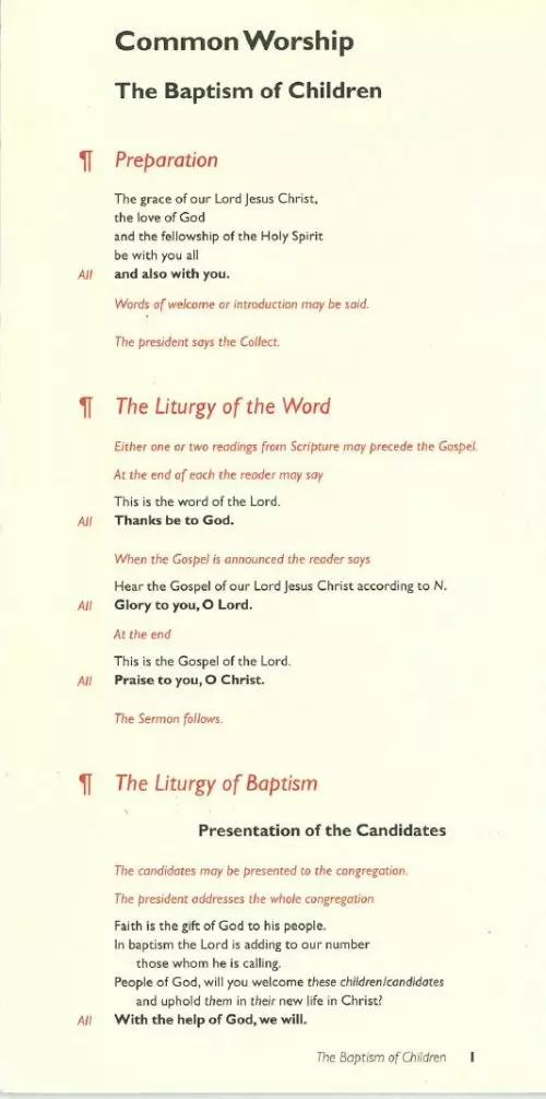 Common Worship: The Baptism of Children Service Card 9780715122457 | Eden