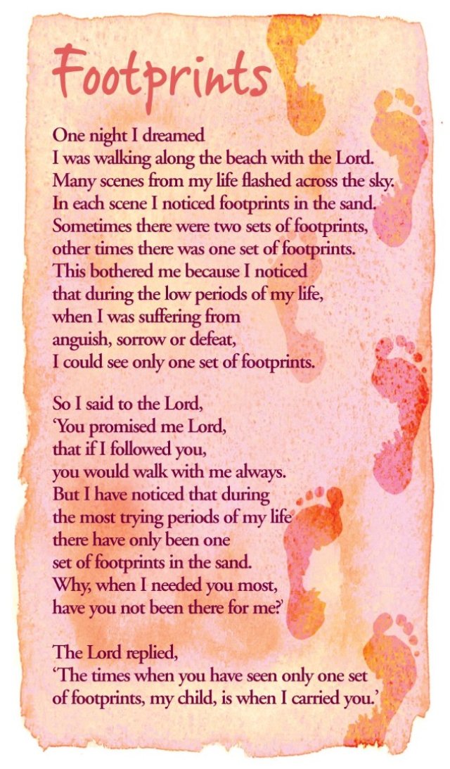 Footprints Prayer Cards (pack of 20) 656172003891 | Fast Delivery at Eden