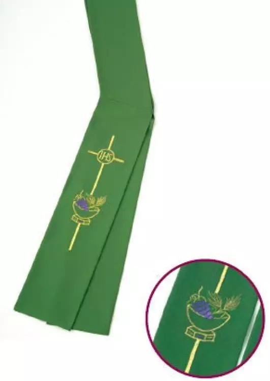 Deacons Stole - IHS Cross Design - Green | Free Delivery at Eden.co.uk