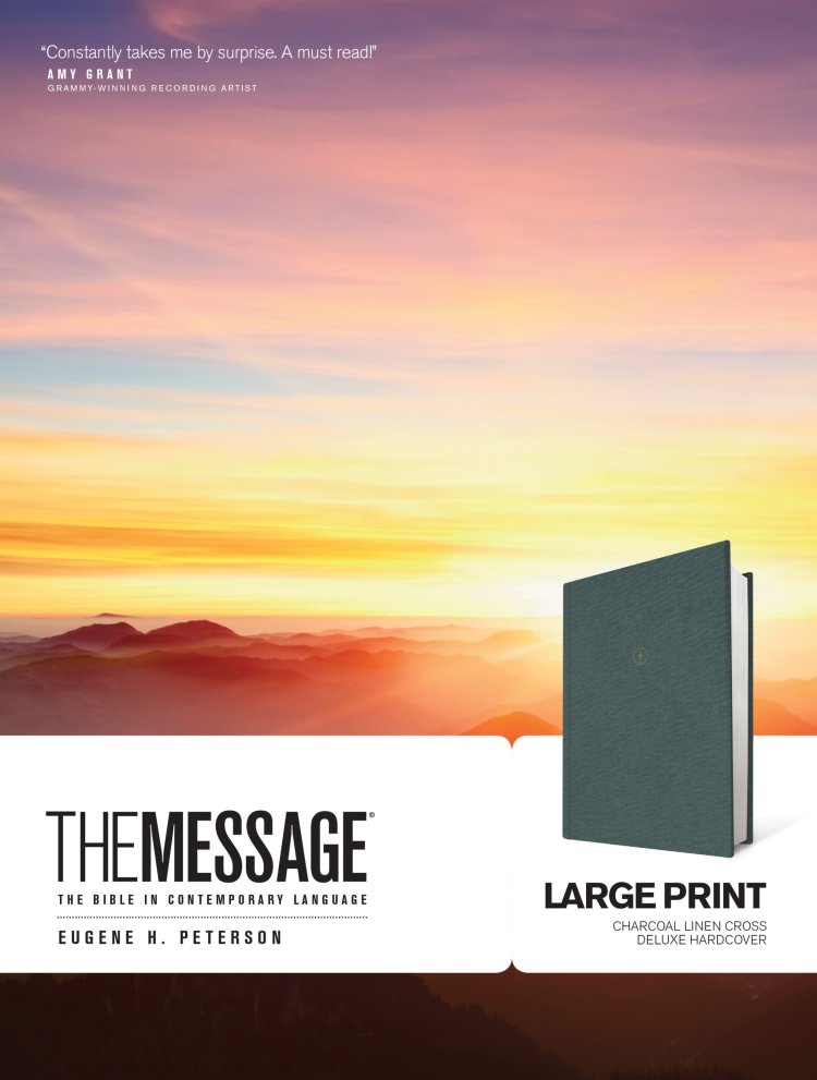 The Message Bible Large Print, Bible, Grey, Hardback, One-Column Layout ...