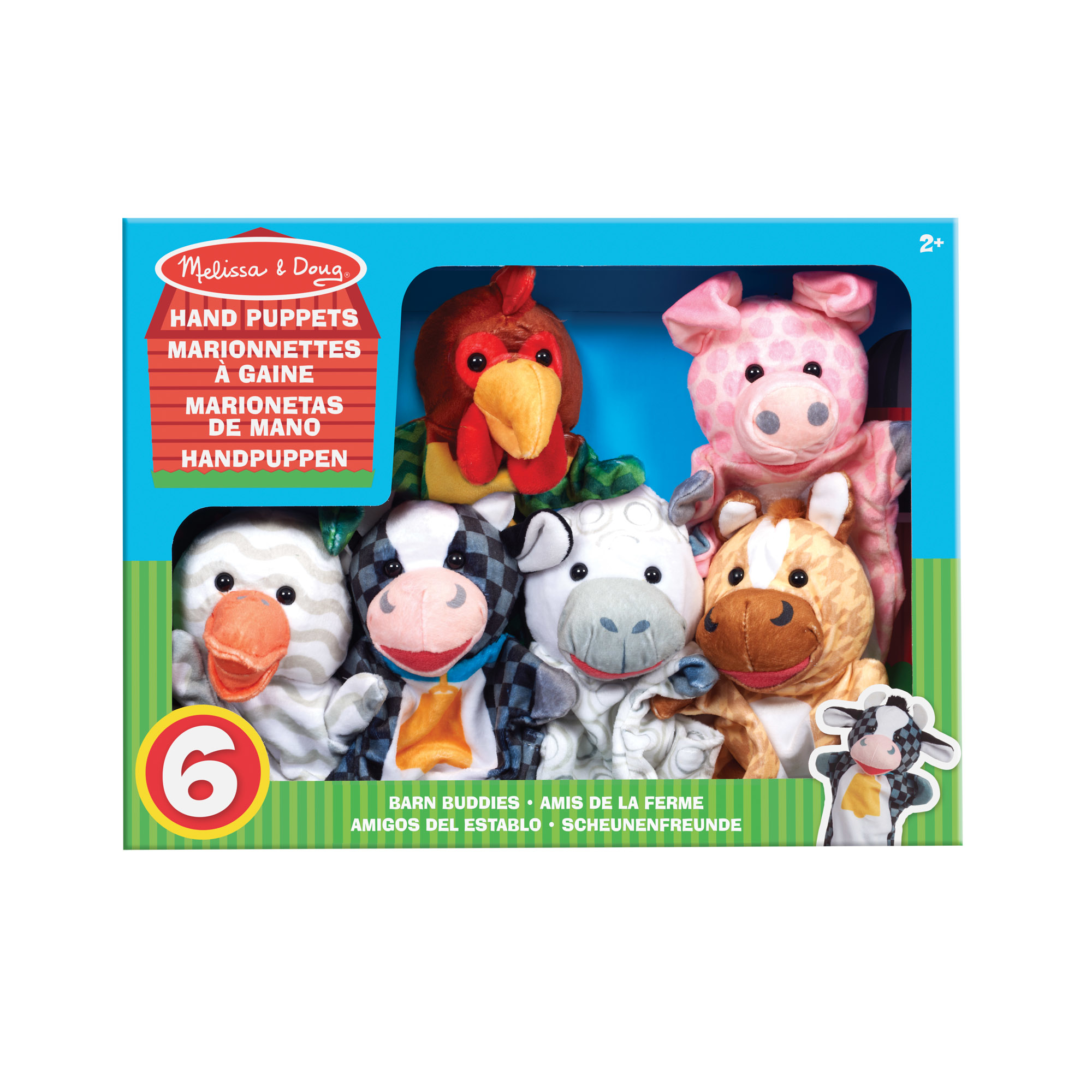 Barn Buddies Hand Puppets, Set of 6 (Cow, Sheep, Horse, Duck, Chicken ...