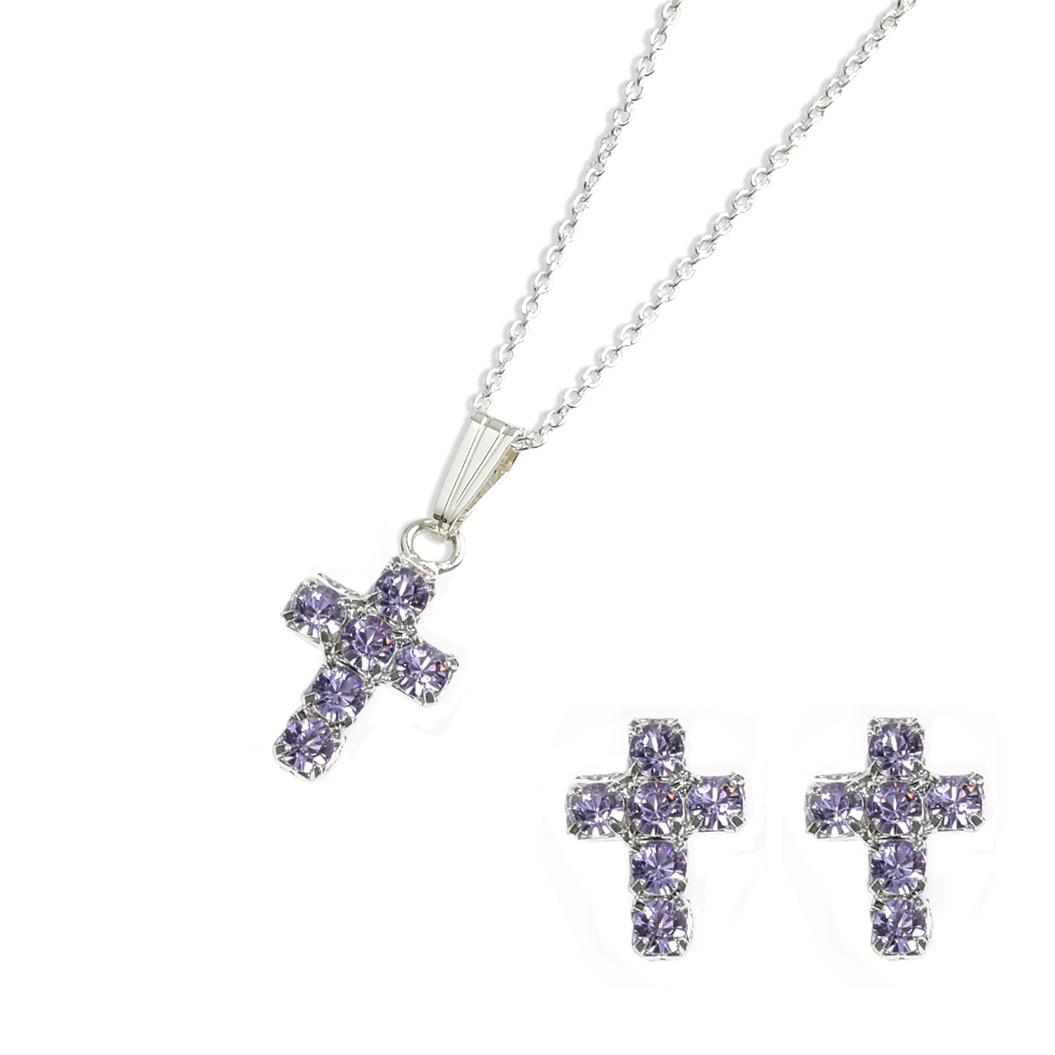Swarovski Crystal Violet Cross Earring & Pendant Set| Free Delivery at ...