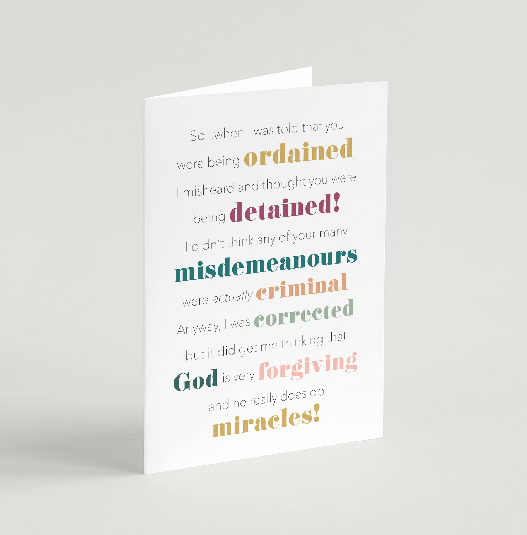 'Forgiving' Funny Ordination Card | Free Delivery when you spend £10 at ...