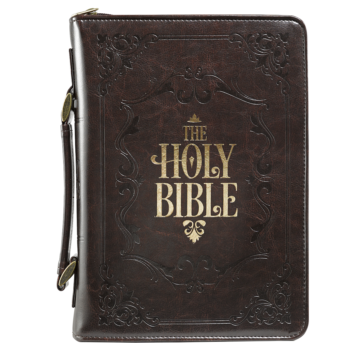 Medium The Holy Bible Dark Brown Faux Leather Classic Bible Cover ...