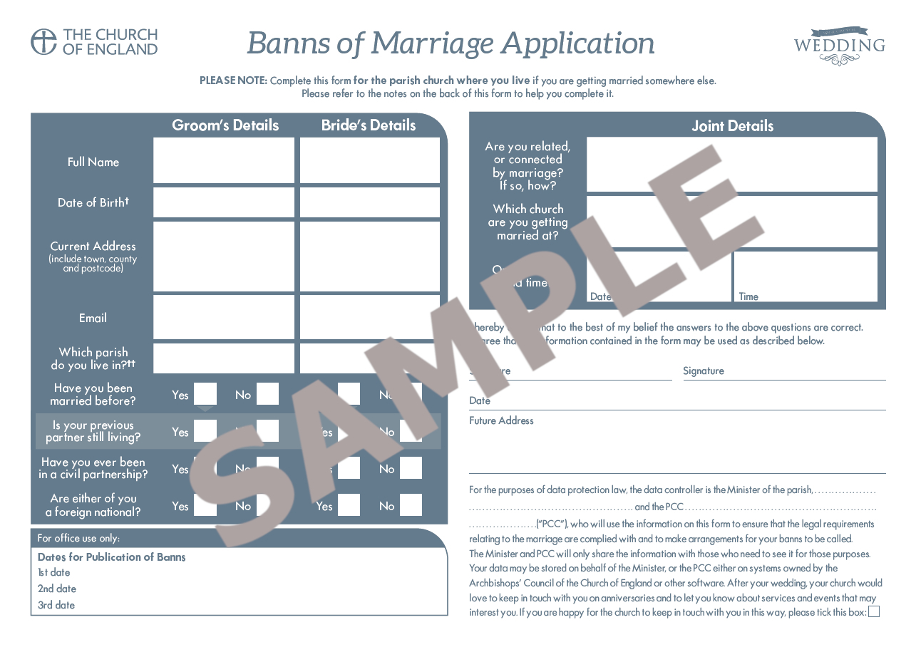 Banns of Marriage Form (pack of 30) | Free Delivery when you spend £10 ...