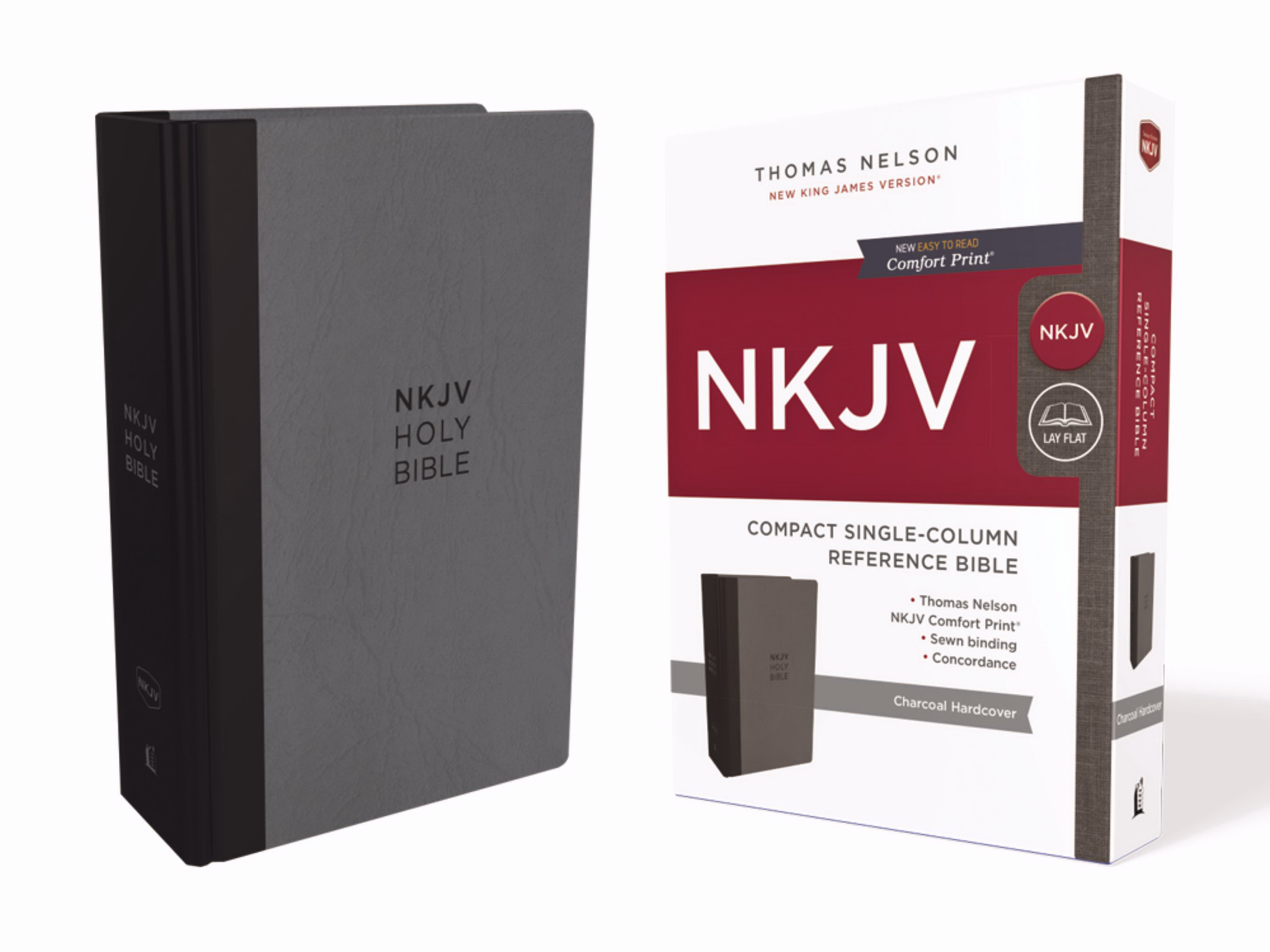 NKJV, Compact Single-Column Reference Bible, Hardcover, Gray, Comfort ...