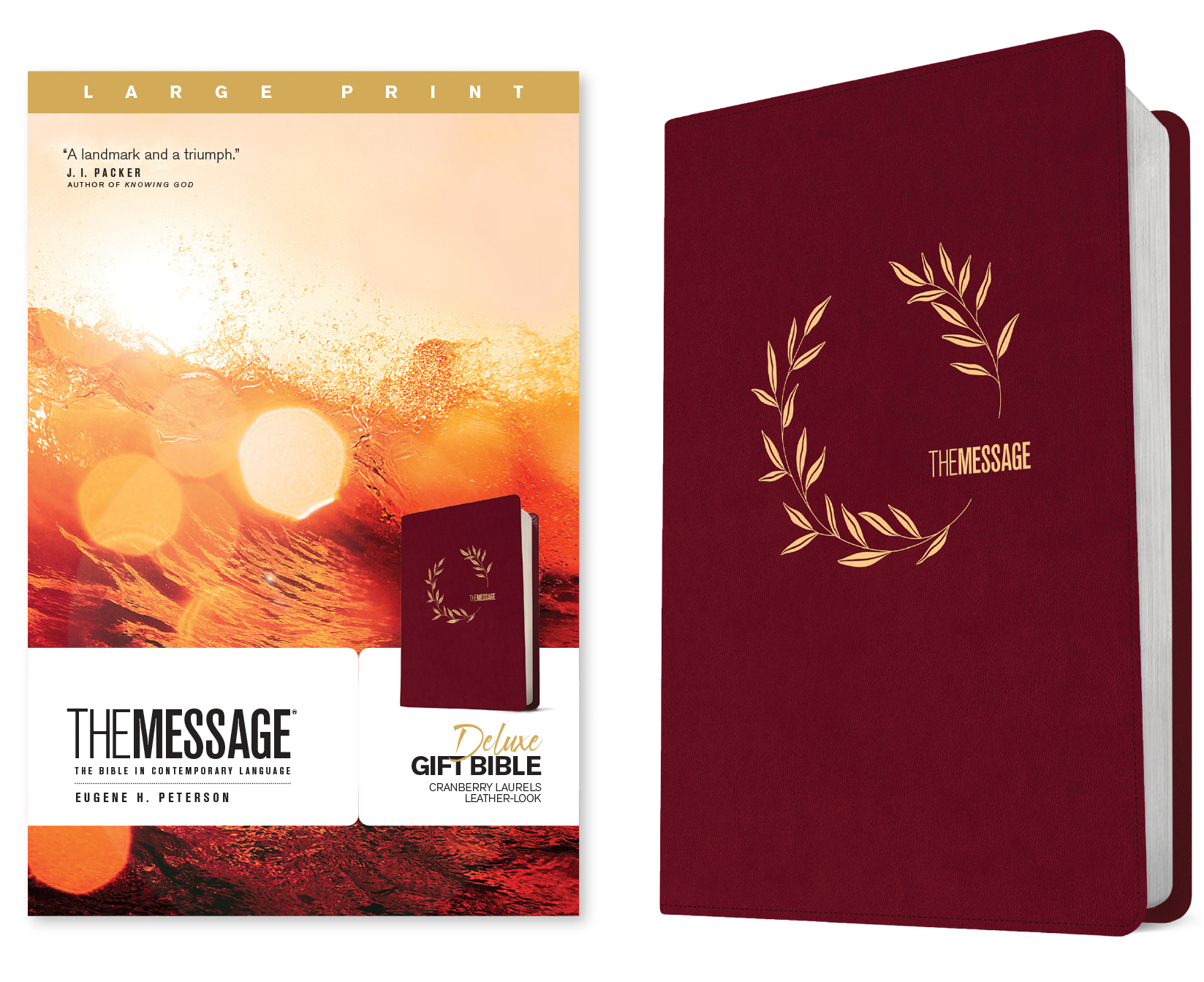 Message Deluxe Gift Bible, Large Print (Leather-Look, Cranberry Laurels ...