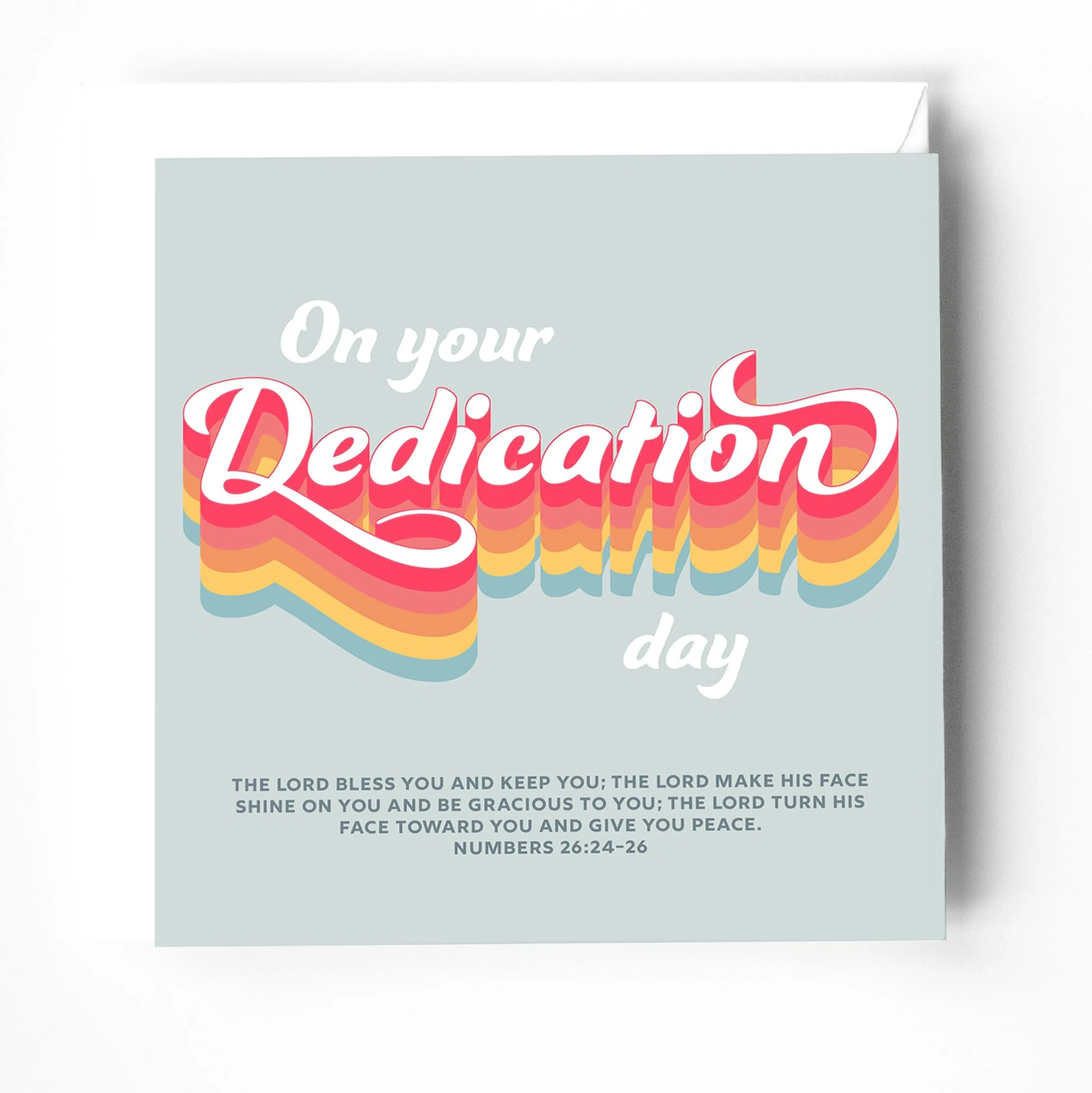 Dedication greeting card with bible verse: Free Delivery when you spend ...