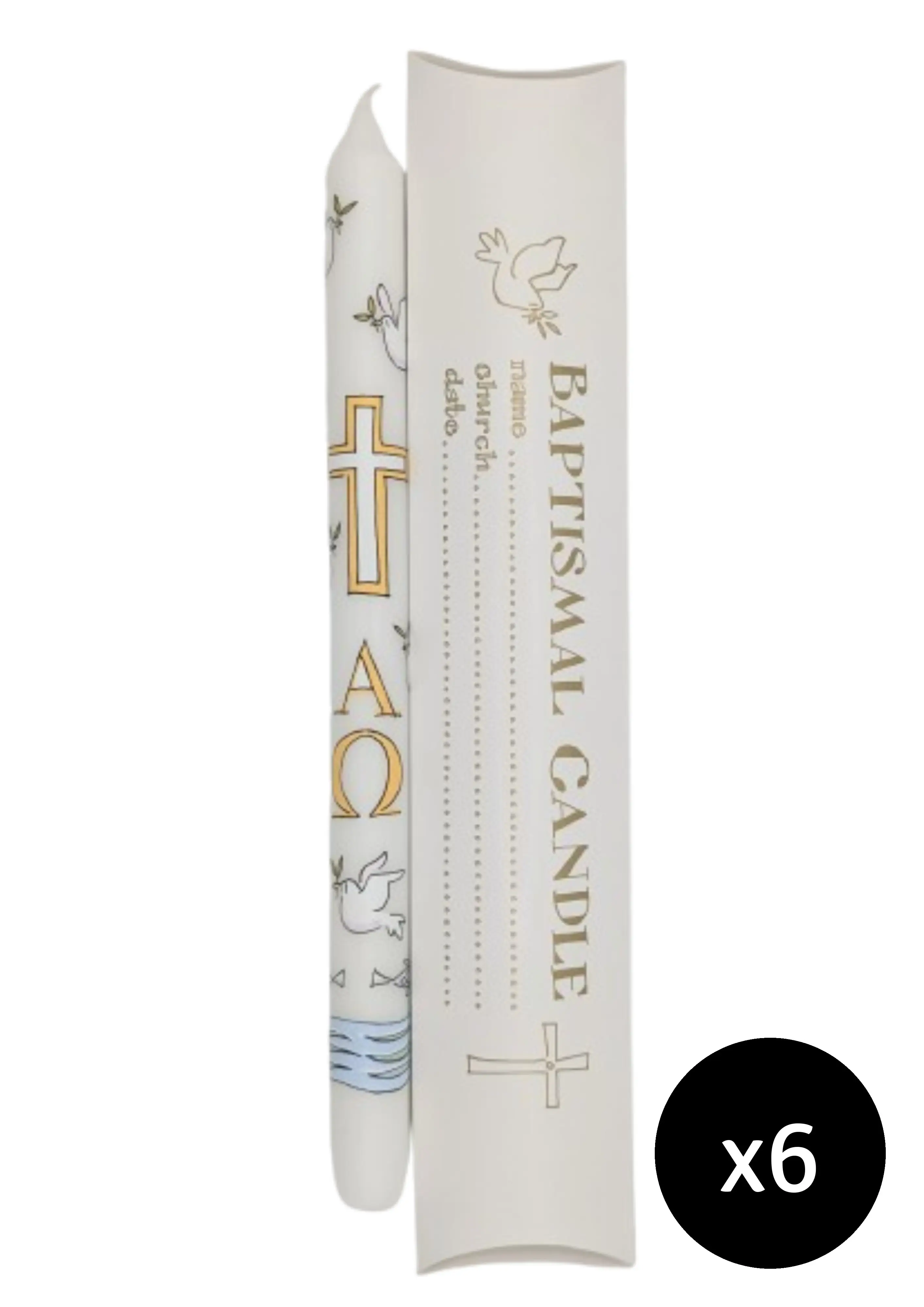 Pack of 6 Baptism Candles - Alison Gardiner Design | Free Delivery at Eden