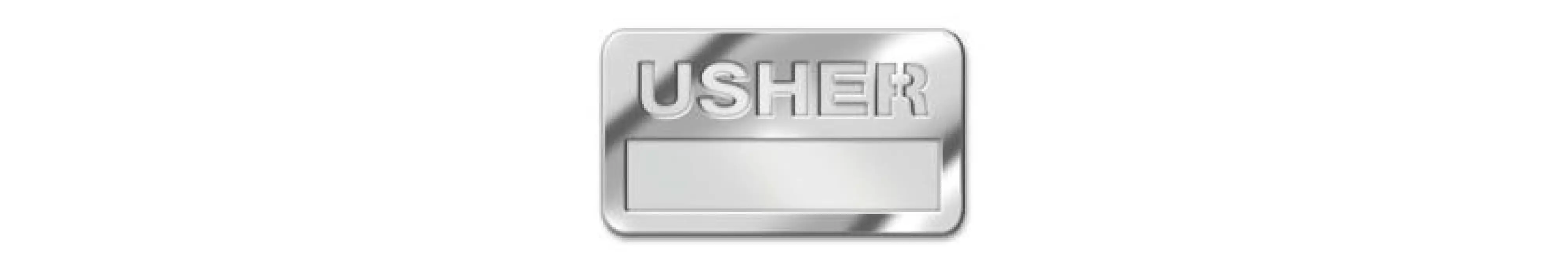 Usher Name Badge - Silver Finish: Free Delivery at Eden.co.uk